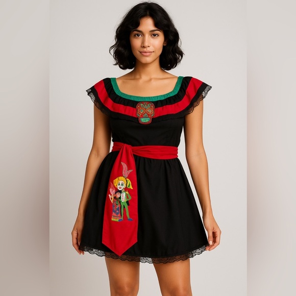 Spirit | Dresses | Spirit Halloween Da De Los Muertos Dress Skull ...